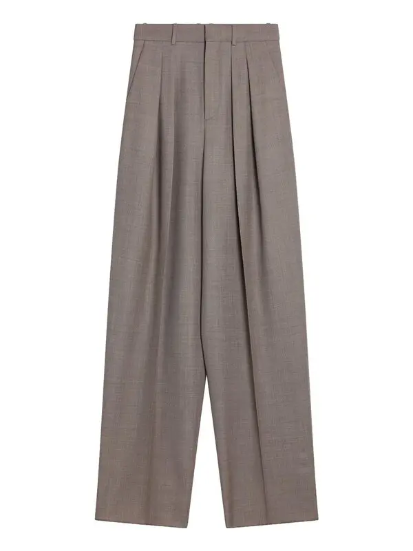 Saint Laurent Wide Wool Trousers - Cream