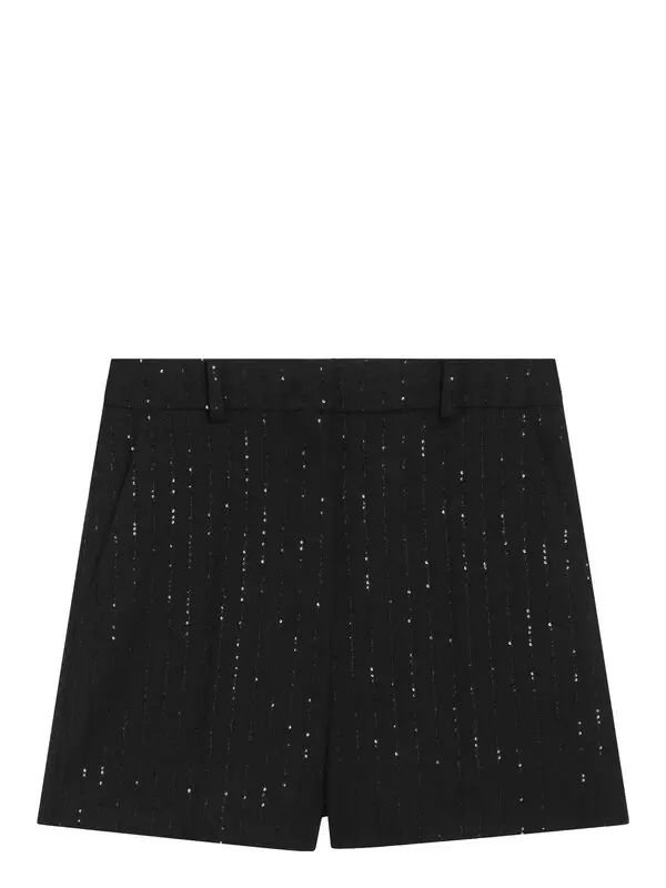 Max Mara Shorts With Pinstripe-effect Micro Sequins - Black