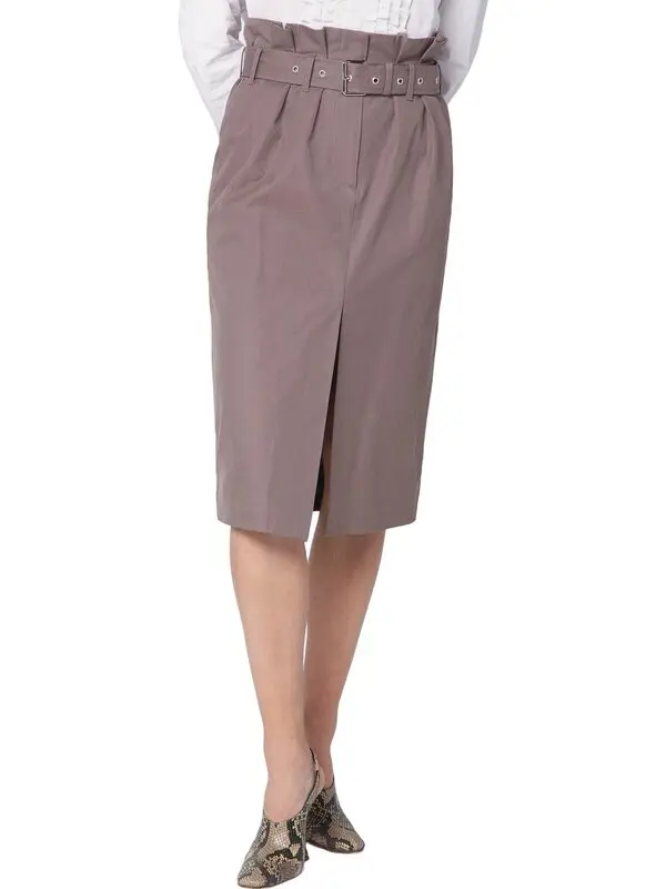 Dries Van Noten Taupe Cotton Skirt With Belt - Cream
