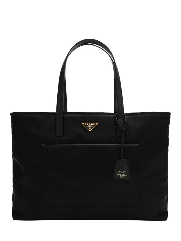 Prada Re-edition 1978 Re-nylon And Saffiano Shopping Bag - Black