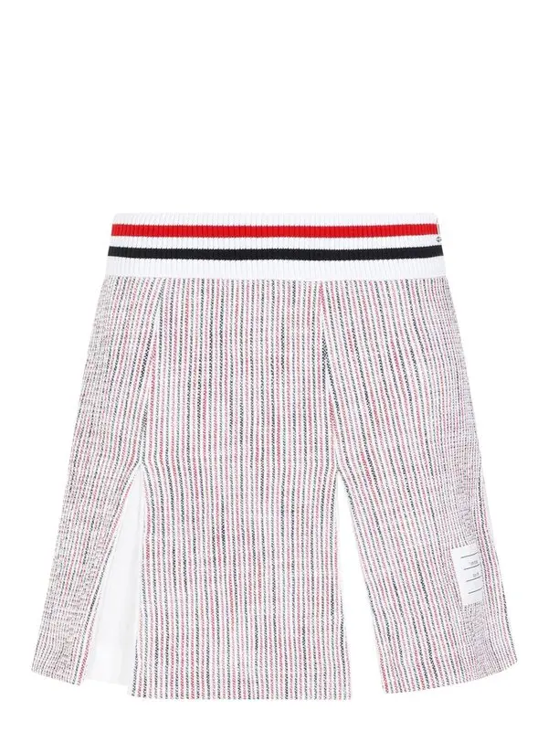 Thom Browne Pleated Mini Skirt With Striped Waistband - Multicolor