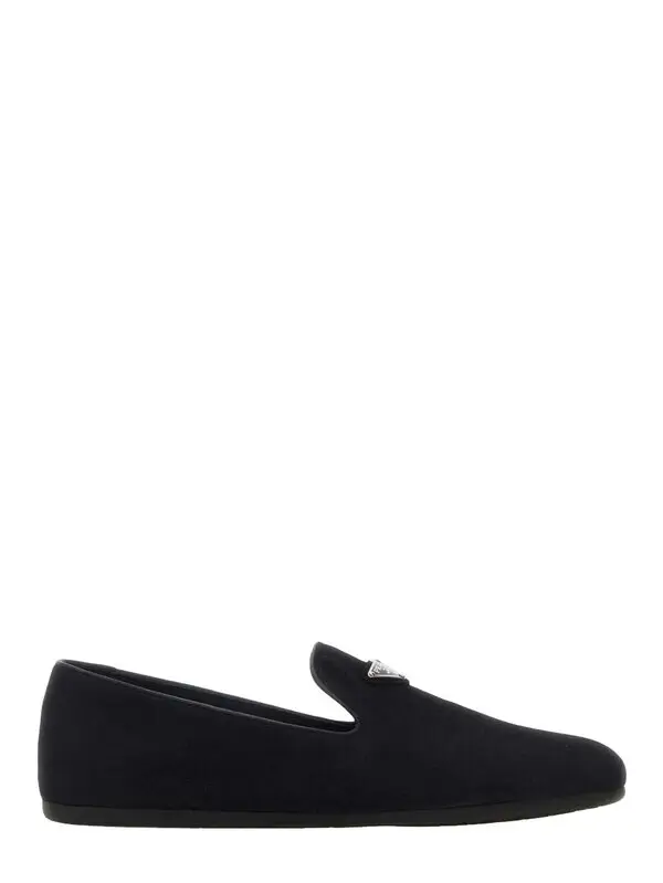 Prada Suede Loafers With Metal Detail - Blue