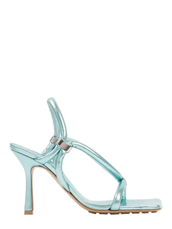 Bottega Veneta Metallic Stretch Slingback Sandals With -tone Inserts - Silver