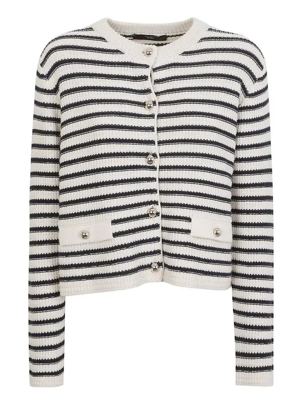 Max Mara Striped Button-front Cardigan - Cream