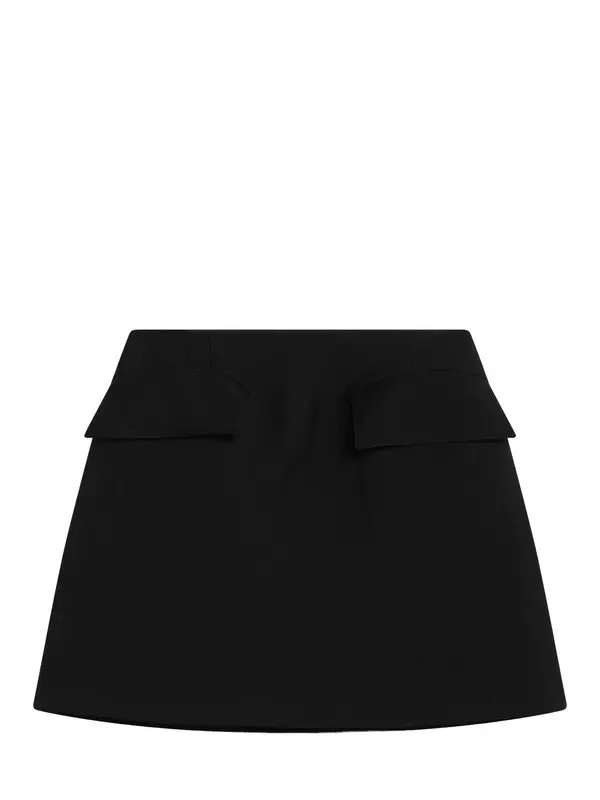 Alexander McQueen Wool Mini Skirt With Front Flap Details - Black