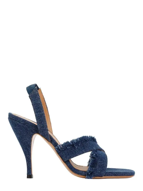 Off-White Denim Criss-cross High Heel Sandals - Blue