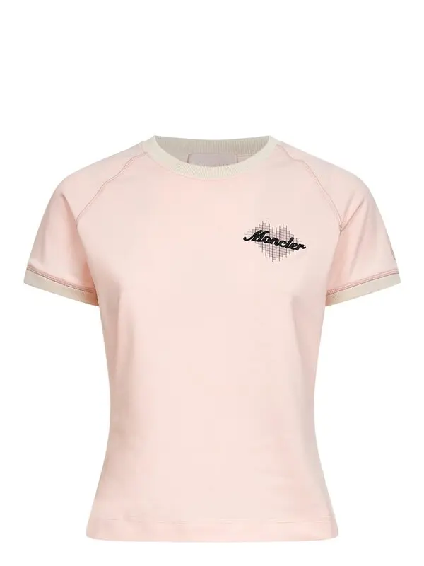 Moncler Light Pink Stretch Jersey Logo T-shirt - Multicolor