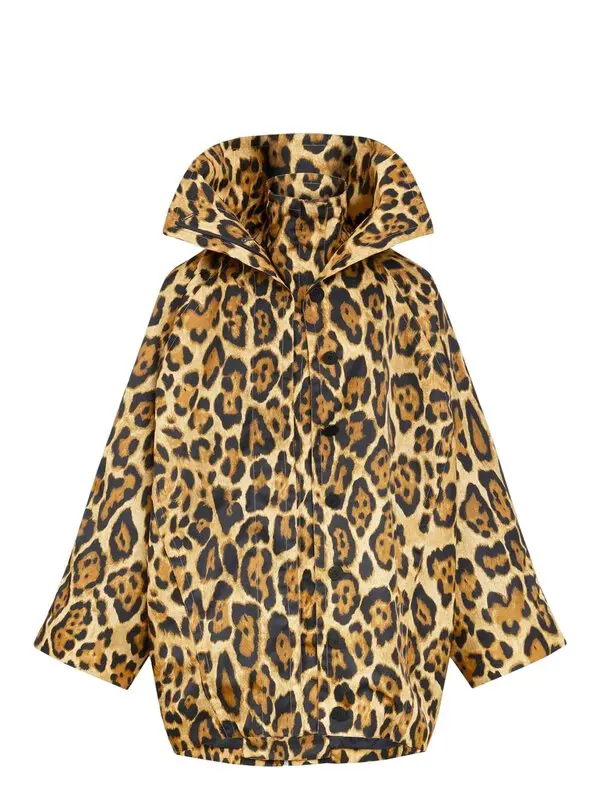 Alaïa Ocelot-print Layered Twill Coat - Brown