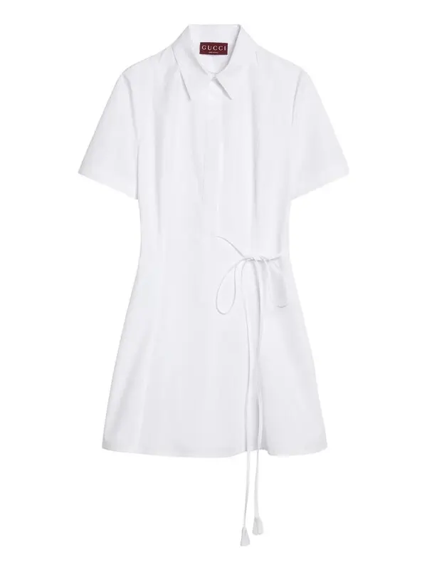 Gucci Cotton Shirt Dress With Embossed Logo - White