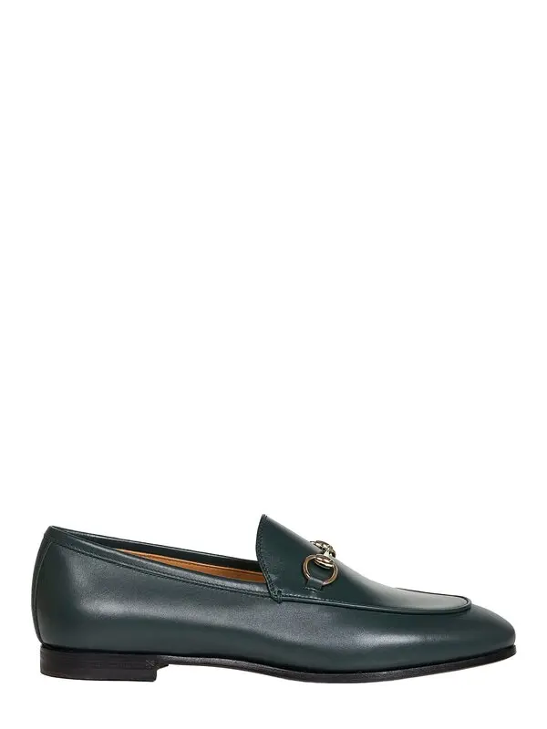 Gucci Green Leather Jordaan Loafers - Multicolor