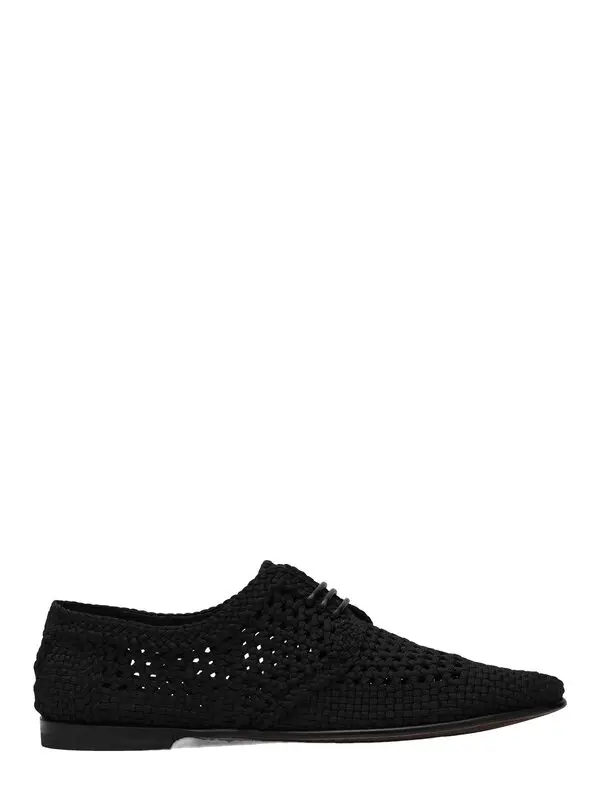 Dolce & Gabbana Woven Fabric Derby Shoes - Black