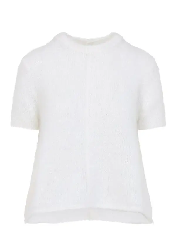 Loewe Short Sleeve Embroidered Mohair Blend Sweater - White