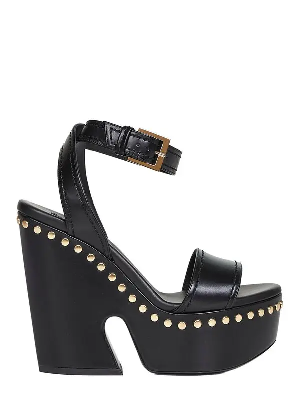 Givenchy Black Leather Studded Platform Sandals - Multicolor