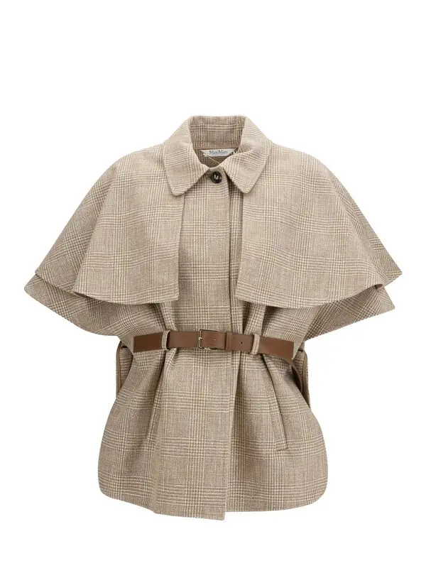 Max Mara Belted Cape With Pointed Collar - Cream