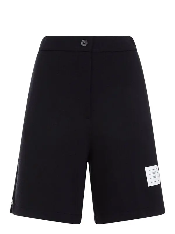 Thom Browne High Waisted Virgin Wool Shorts - Blue