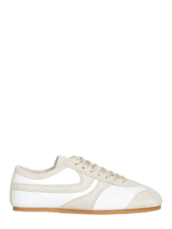 Dries Van Noten White Nappa Leather Lace-up Sneakers With Suede Detailing - Multicolor