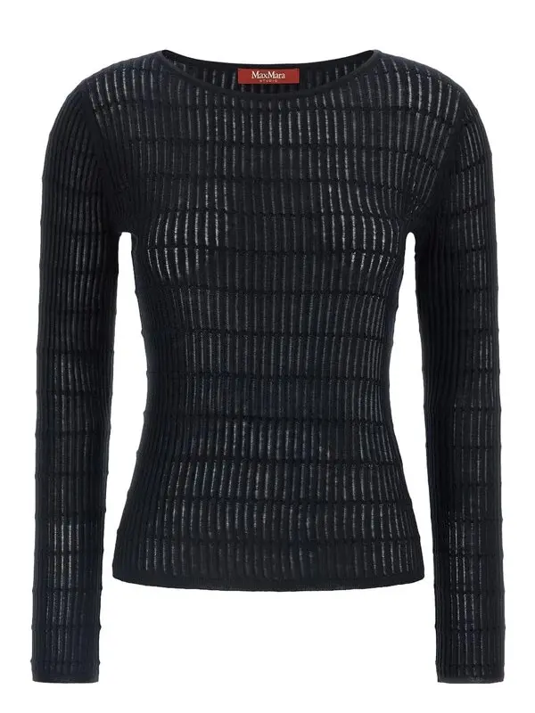 Max Mara Ribbed Knit Sweater With Long Sleeves - Black