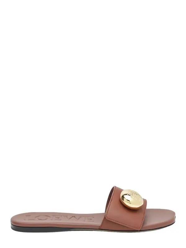 Loewe Heeled Sandal With Embossed Logo Detail - Brown