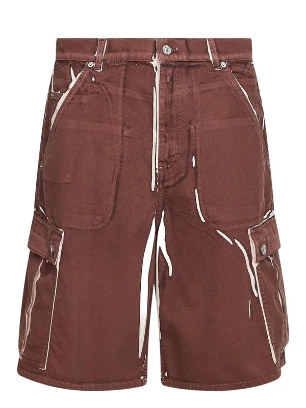 Marni Brown Screen-printed Denim Cargo Bermuda Shorts - Multicolor