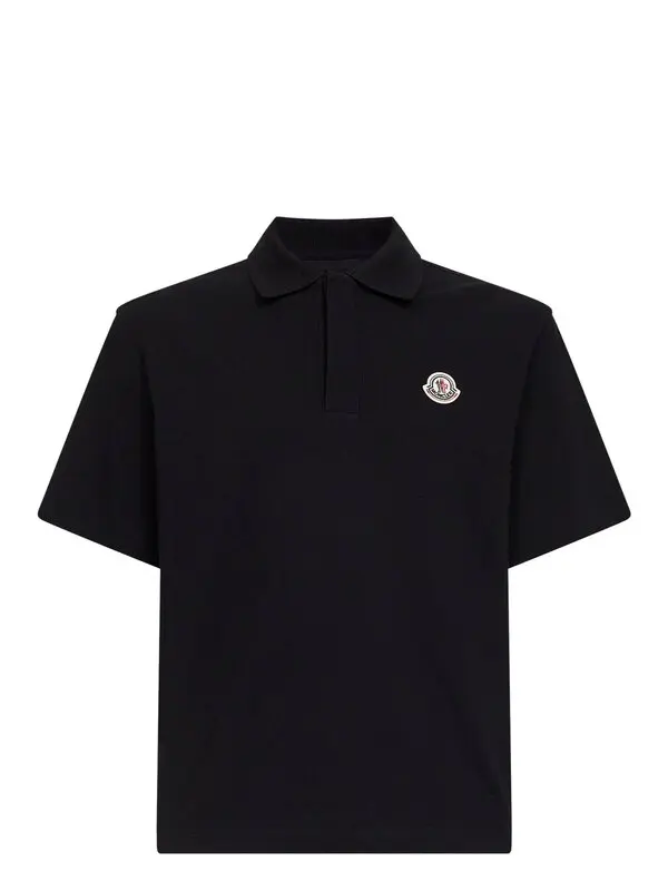 Moncler Black Cotton Pique Logo Polo Shirt - Multicolor