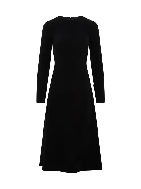 Balenciaga Long Sleeve Round Neck Dress - Black