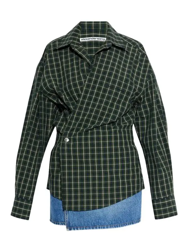 Alexander Wang Plaid Wrap Shirt - Green