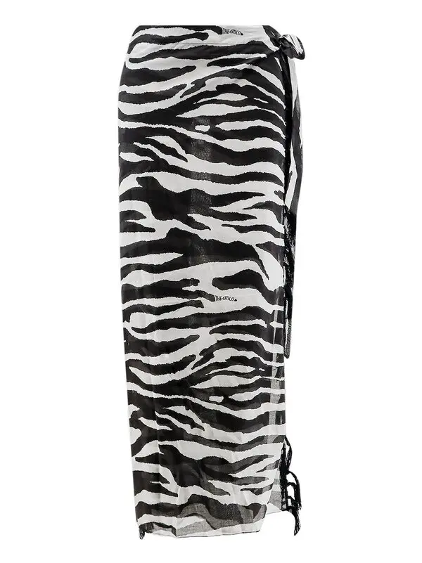 Attico Zebra Print Cotton Pareo Skirt - Multicolor
