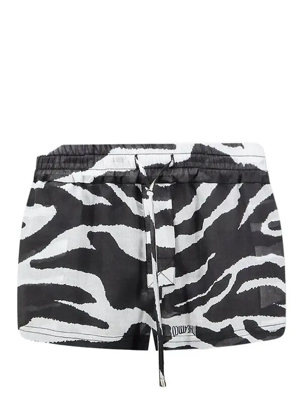 Attico Cotton Beach Shorts With Zebra Print - Multicolor