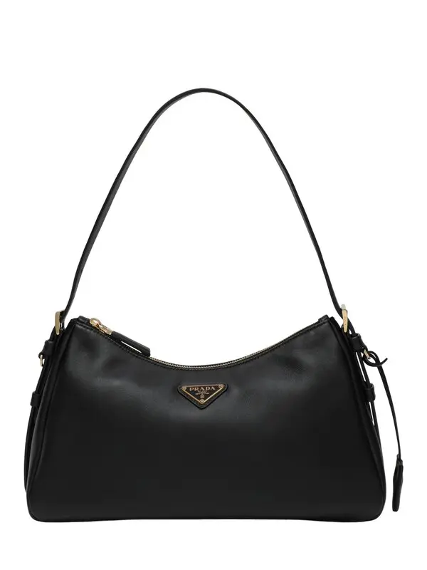 Prada Aimee Medium Leather Shoulder Bag - Black