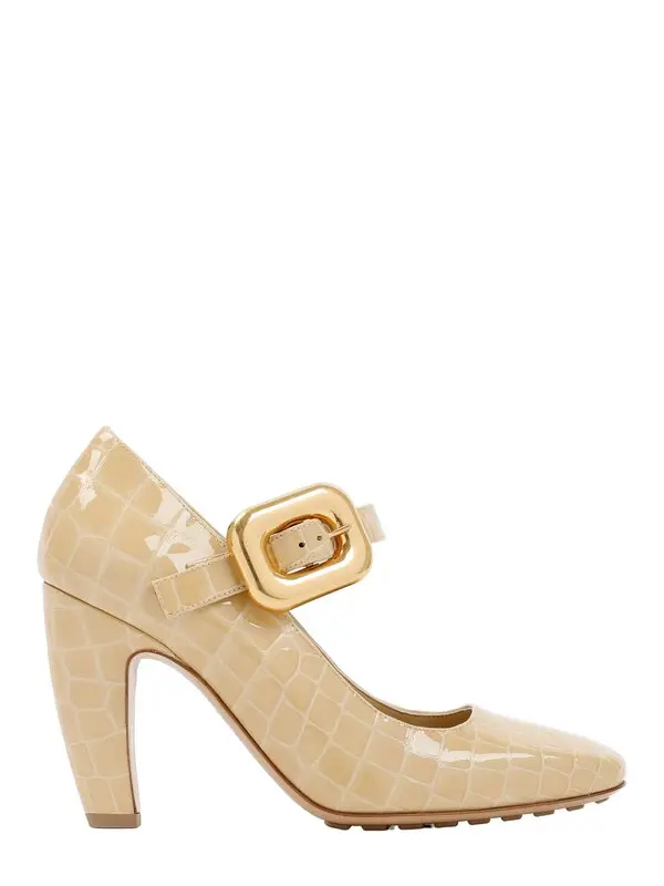 Bottega Veneta Croc Embossed Calf Leather Mary Jane Pumps - Multicolor