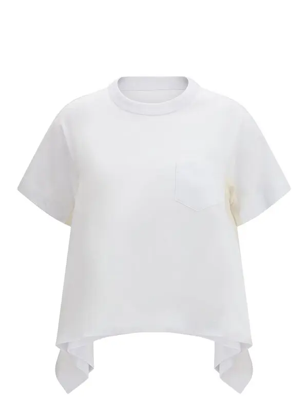 Sacai Paneled Draped T-shirt With Pocket - White