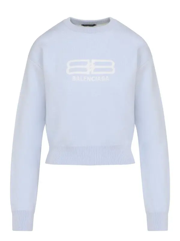 Balenciaga Cropped Pullover - Blue