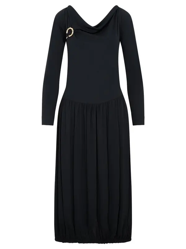 LANVIN Ls Drape Midi Dress - Black