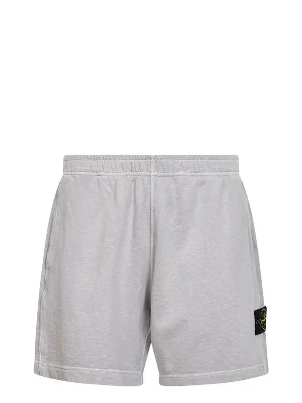 Stone Island Pearl Grey Malfilé Cotton Fleece Jogger Shorts - Multicolor