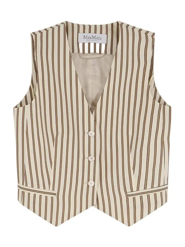 Max Mara Striped Cotton And Silk Blend Vest - Cream