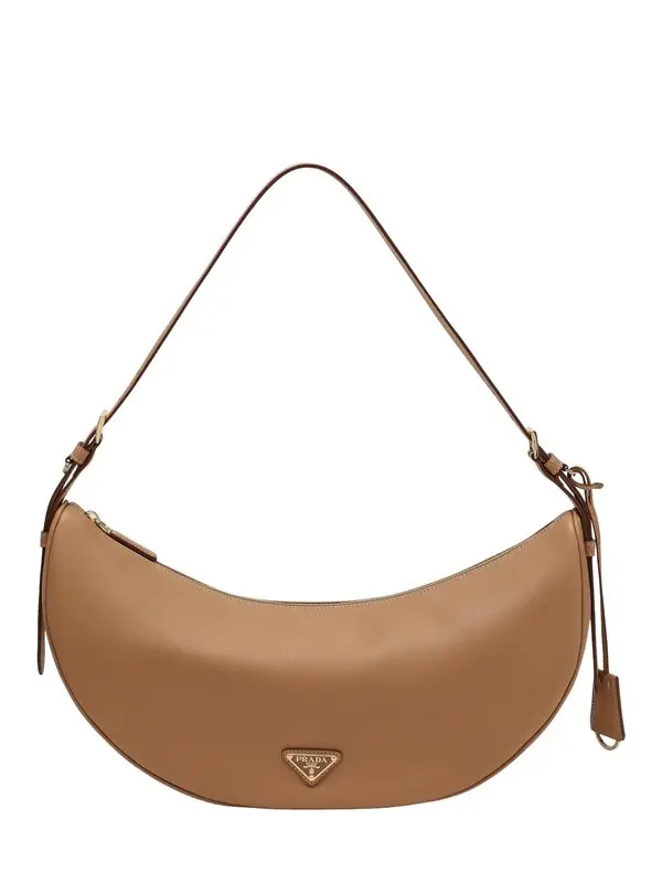 Prada Demi-lune Shoulder Bag Large Natural Leather - Brown