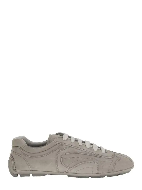 Prada Calf Leather Lace-up Sneakers - Gray