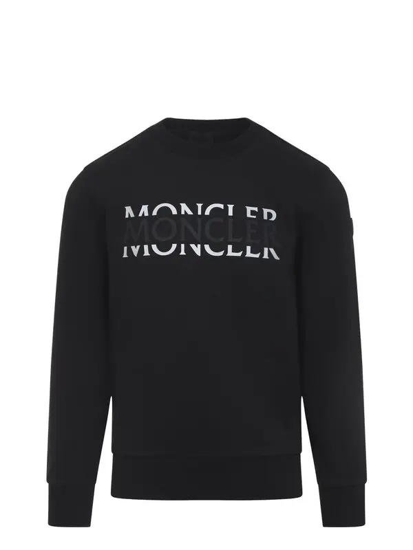 Moncler Cotton Sweatshirt With Chest Logo - Black
