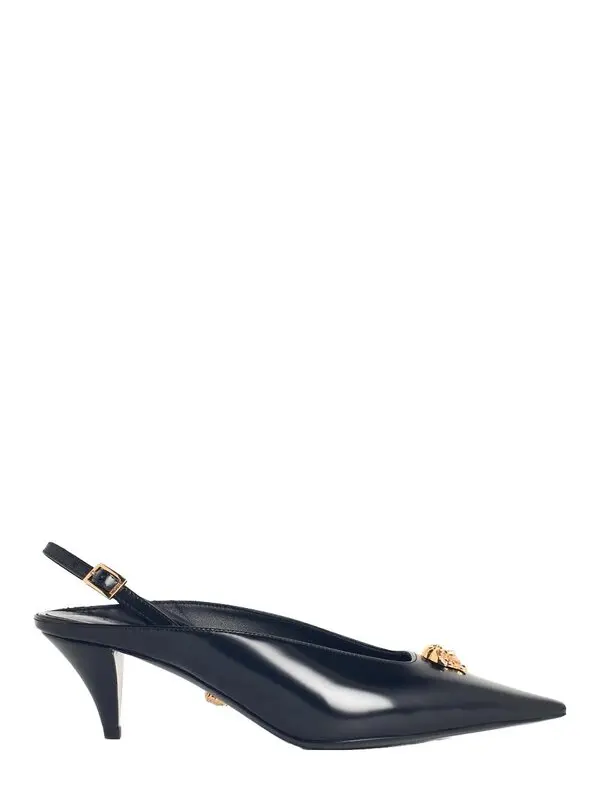 Versace La Medusa Leather Slingbacks - Black