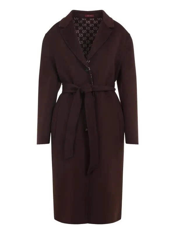 Gucci Double-face Gg Wool Coat - Brown