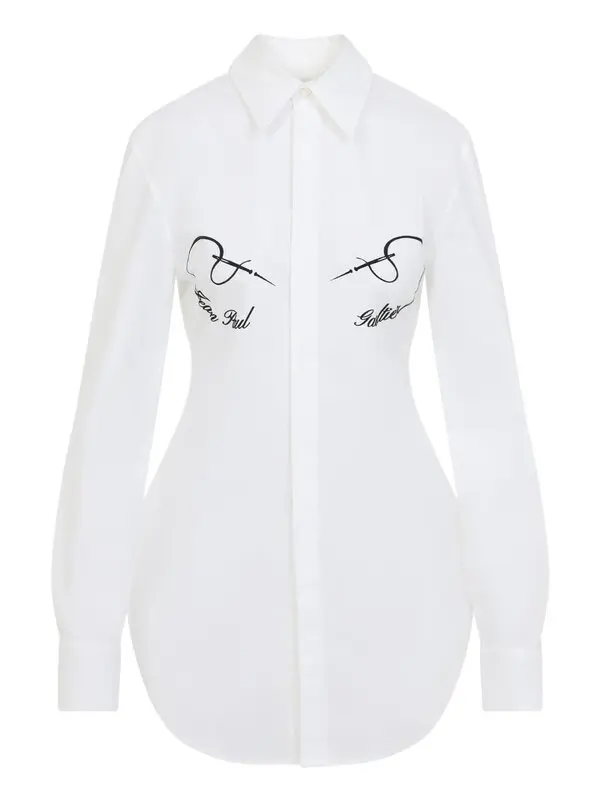 JEAN PAUL GAULTIER White Cotton Shirt With Flocked Logos - Multicolor