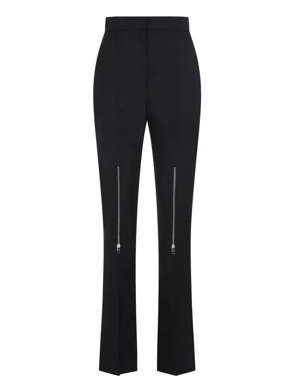 Alexander McQueen Wool Pants With Zipper Detail - Black