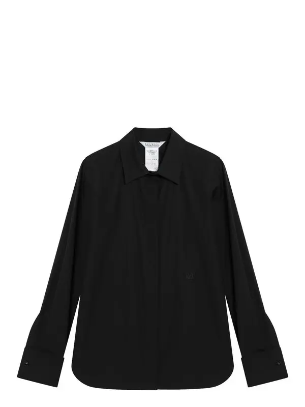 Max Mara Cotton Stretch Shirt With Embroidered Logo - Black