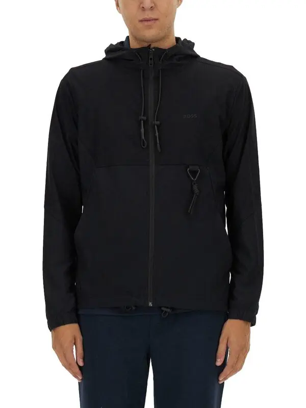 BOSS Technical Fabric Sweatshirt With Drawstring Hood - Black