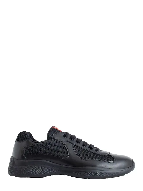 Prada Calf Leather And Mesh Sneakers - Black