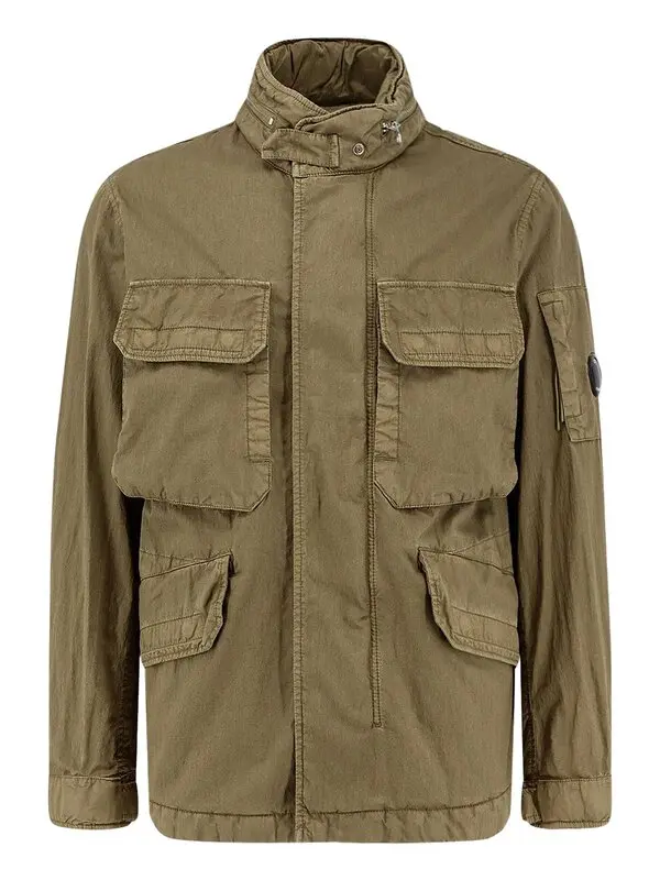 C.P. COMPANY Cotton Blend Sahariana Jacket With Concealed Zip And Button Closure - Multicolor