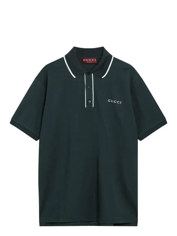Gucci Petrol-green Cotton Pique Polo Shirt - Black