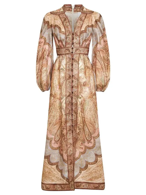 Zimmermann Tapestry Print Linen Wanderlust Midi Dress - Multicolor