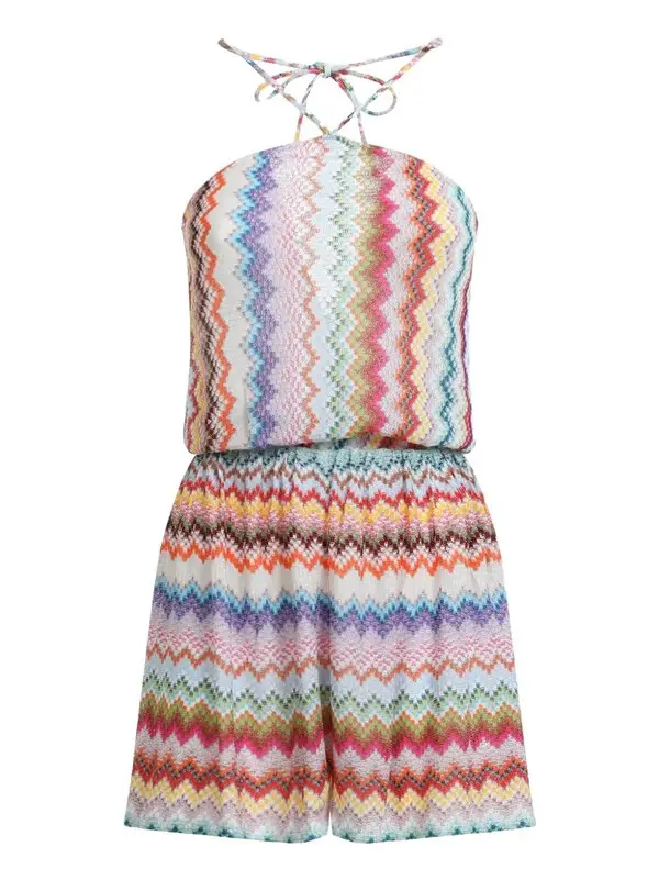 Missoni Jumpsuit In Lamé Viscose With Pixel-effect Zigzag Pattern - Multicolor