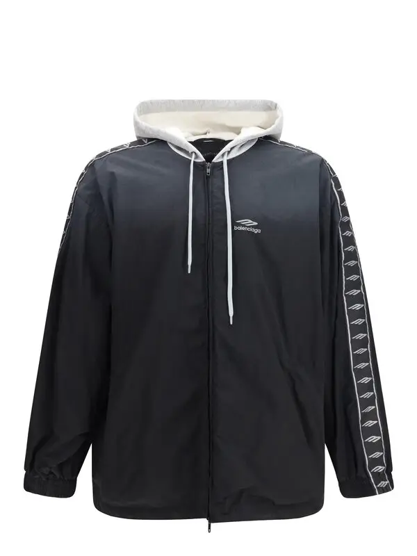 Balenciaga Oversized Sporty Jacket With Logo Detail - Black